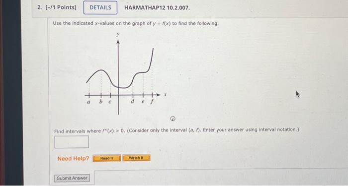 Solved 2. [-/1 Points] DETAILS Use the indicated x-values on | Chegg.com