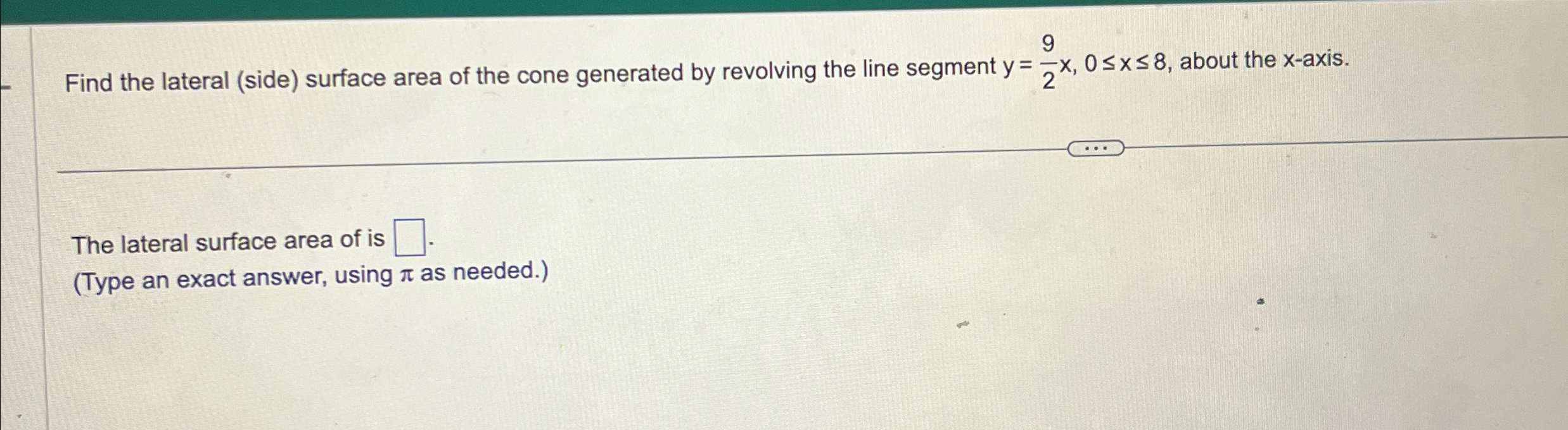 Solved Find the lateral (side) ﻿surface area of the cone | Chegg.com