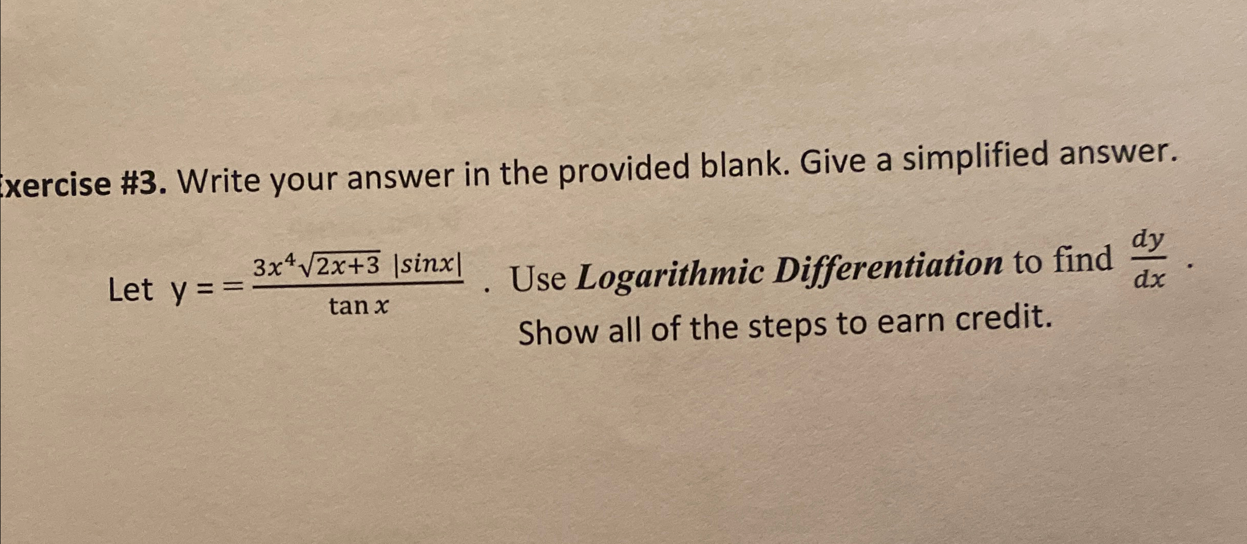 Solved xercise #3. Write your answer in the provided blank. | Chegg.com Solved xercise #3. Write your answer in the provided blank. | Chegg.com