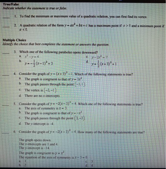 Solved True False Indicate Whether The Statement Is True Or