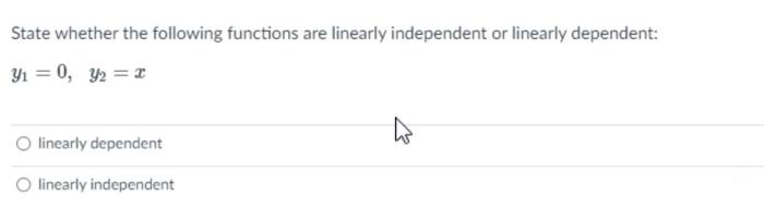 Solved State whether the following functions are linearly | Chegg.com