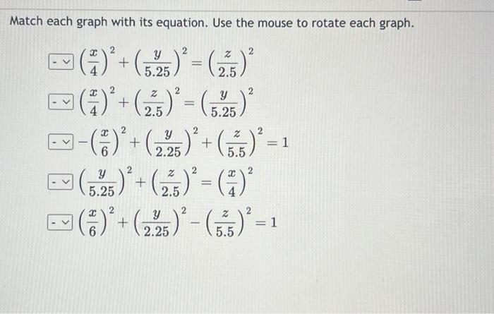 Solved Match each graph with its equation. Use the mouse to | Chegg.com