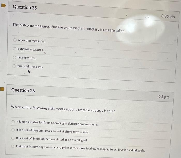 Solved The outcome measures that are expressed in monetary | Chegg.com