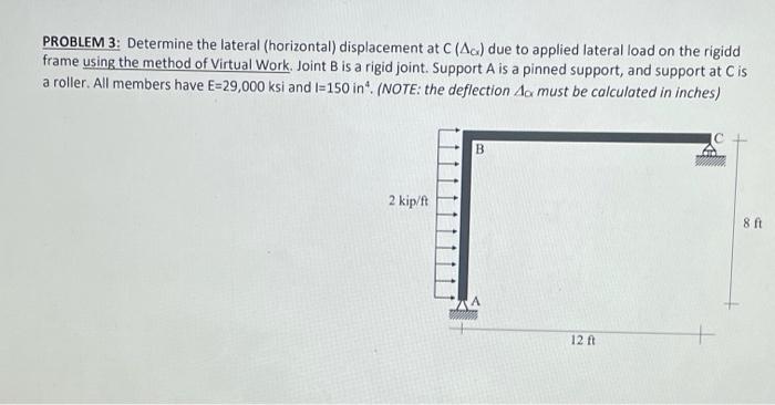 Solved PROBLEM 3: Determine the lateral (horizontal) | Chegg.com
