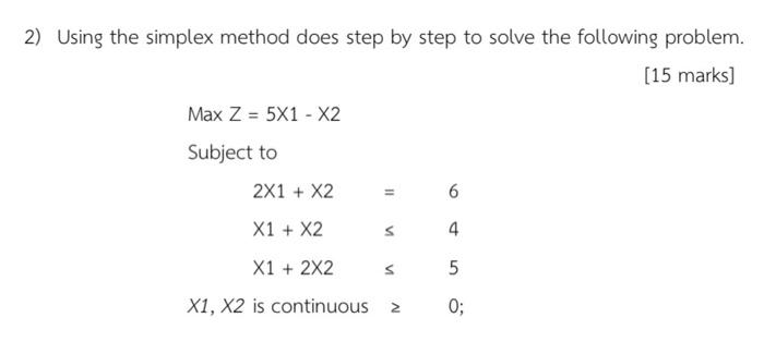 Solved 2) Using the simplex method does step by step to | Chegg.com