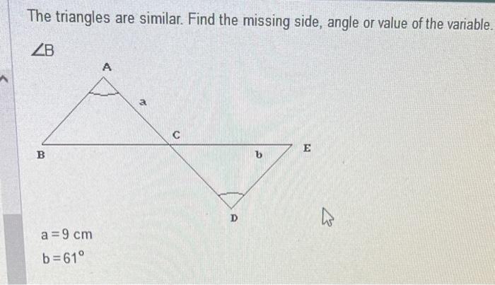 Solved The triangles are similar. Find the missing side, | Chegg.com