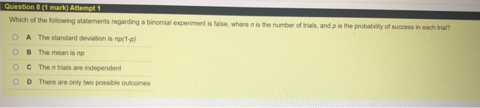 Solved Question 8 (1 mark) Attempt 1 Which of the following | Chegg.com Solved Question 8 (1 mark) Attempt 1 Which of the following | Chegg.com