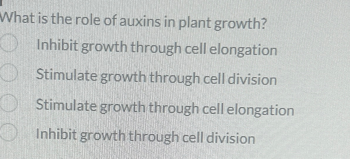 Solved What is the role of auxins in plant growth?Inhibit | Chegg.com