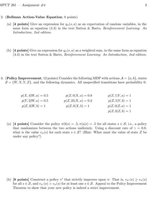Solved 2. (Bellman Action-Value Equation; 8 points) (a) [4 | Chegg.com Solved 2. (Bellman Action-Value Equation; 8 points) (a) [4 | Chegg.com