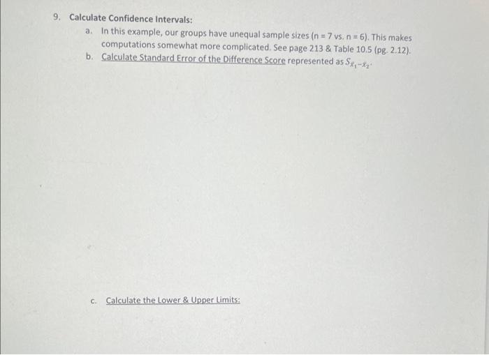 Solved 9. Calculate Confidence Intervals: a. In this | Chegg.com