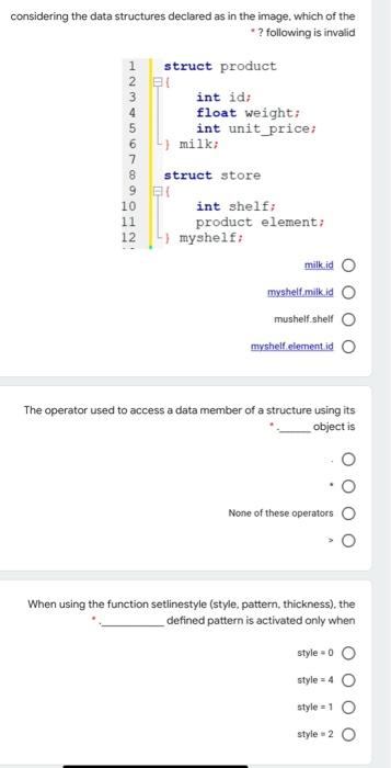 Solved considering the data structures declared as in the | Chegg.com