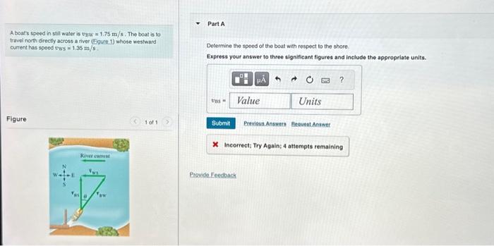 Solved A boat's speed in still water is VBW =1.7m/s. The | Chegg.com
