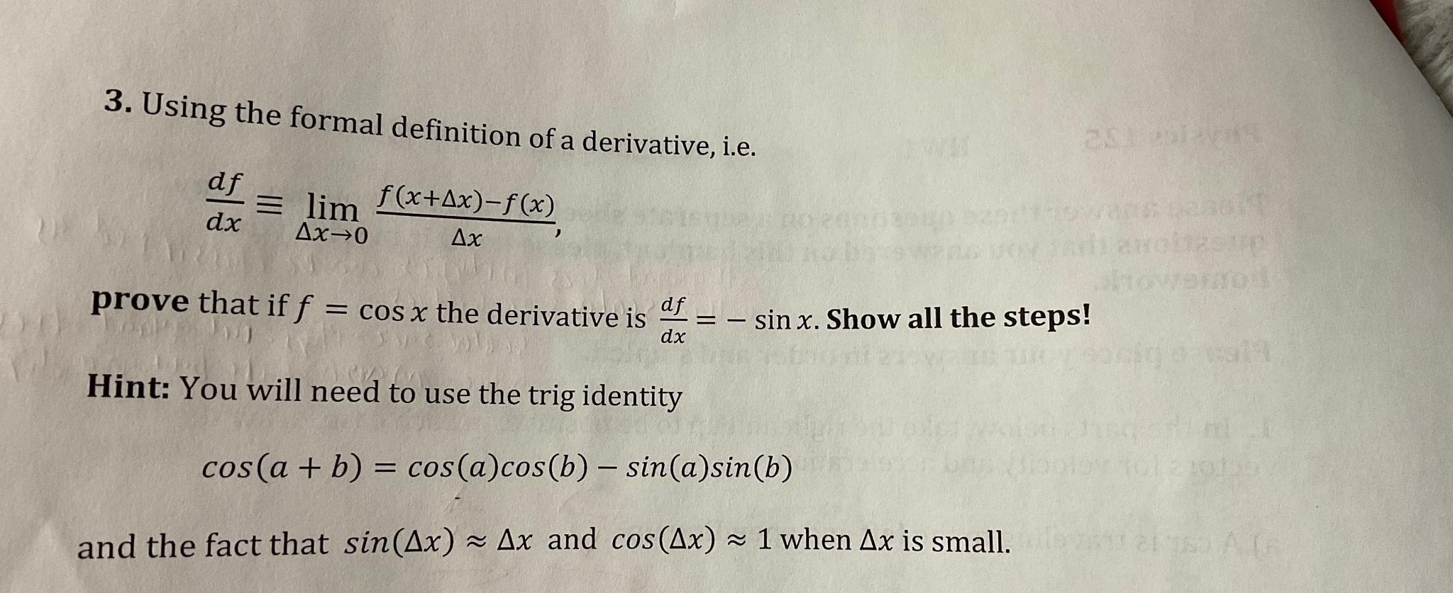 Solved Using the formal definition of a derivative, | Chegg.com