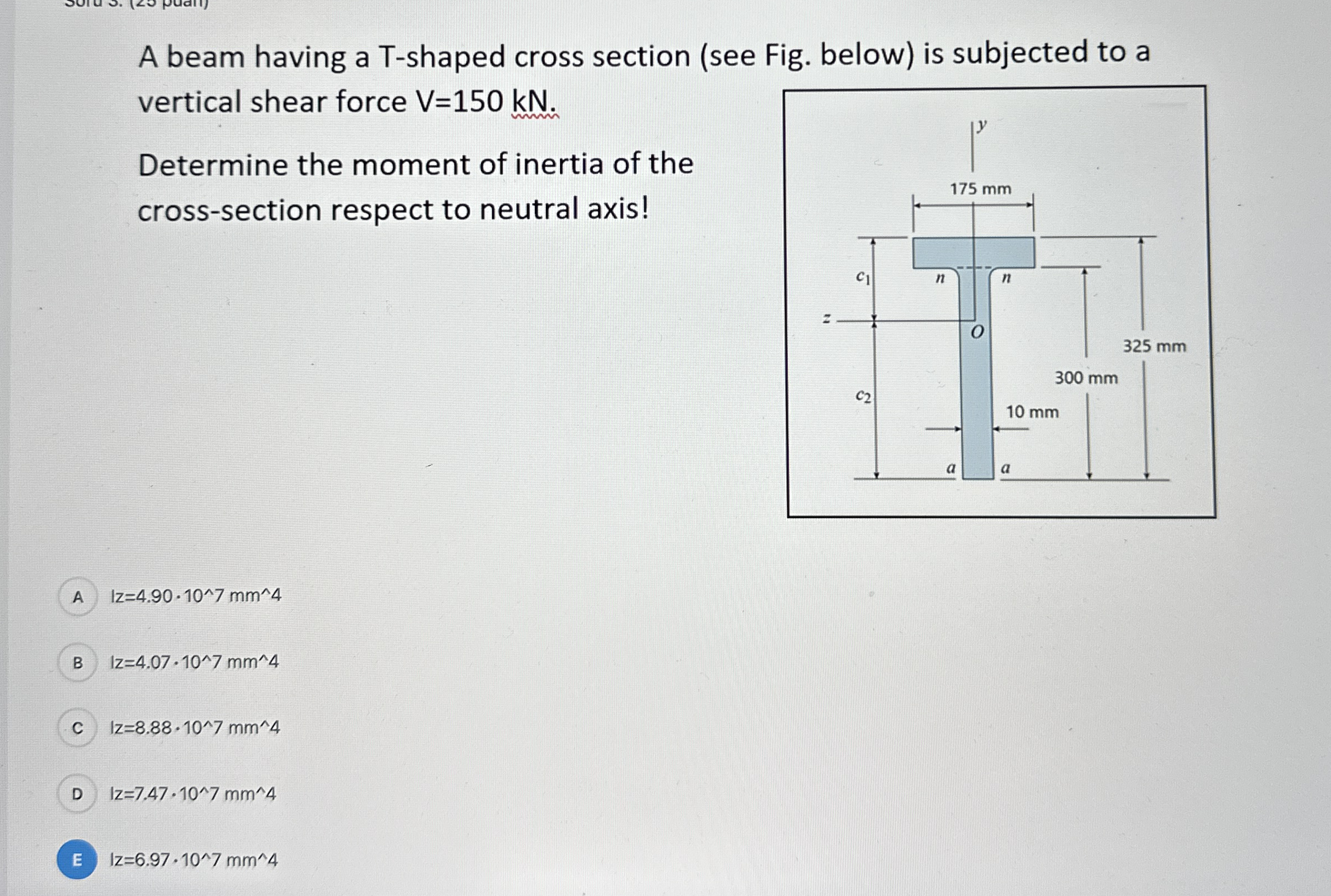 Solved A beam having a T-shaped cross section (see Fig. | Chegg.com
