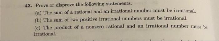 Solved 43. Prove or disprove the following statements. (a) | Chegg.com