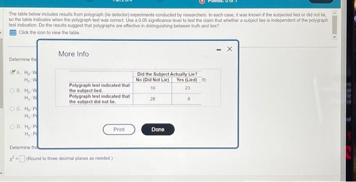 Solved The table below includes results from polygraph (lie | Chegg.com