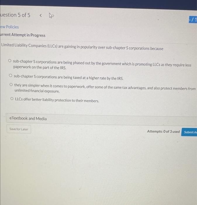 Solved Limited Liability Companies (LLCS) are gaining in | Chegg.com