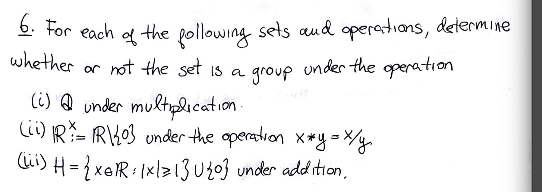 Solved For each of the following sets and operations, | Chegg.com