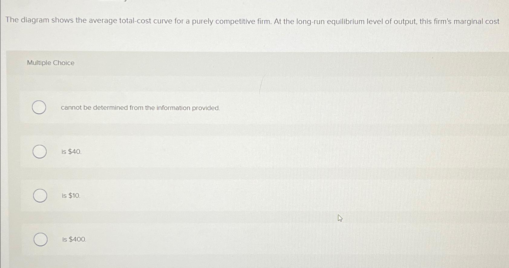 Solved The diagram shows the average total-cost curve for a | Chegg.com