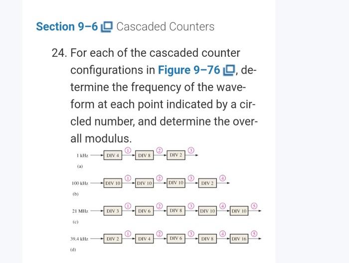 Solved Section 9-6 Cascaded Counters 24. For each of the | Chegg.com