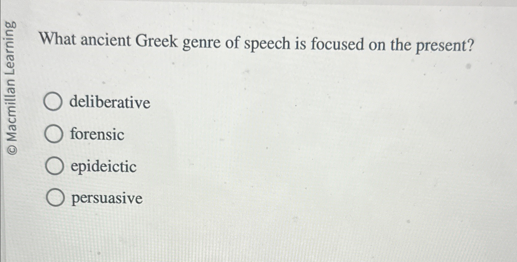 Solved What ancient Greek genre of speech is focused on the | Chegg.com