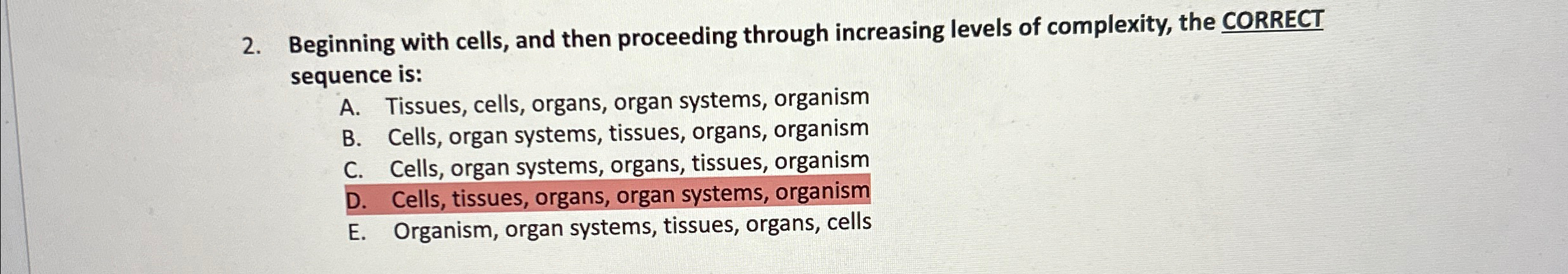Solved Beginning with cells, and then proceeding through | Chegg.com