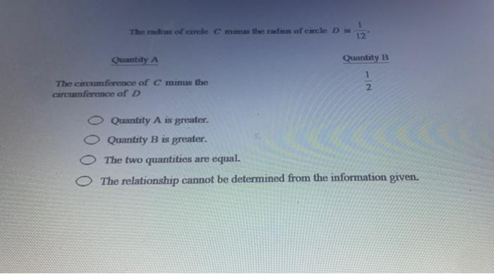 Solved 1 The radius of circle C mimas the radios of circle D | Chegg.com