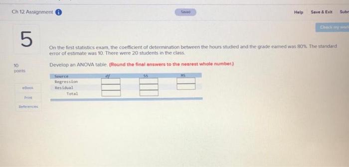 Solved Ch 12 Assignment Help Save & Exit Sur 5 10 DO On the | Chegg.com