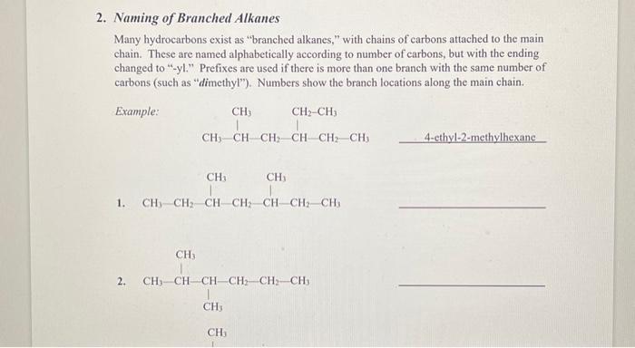 Solved 1. Formulas and Structures of Alkanes Methane, | Chegg.com