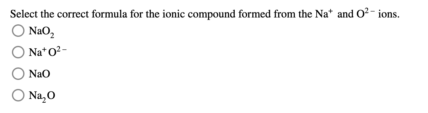 Solved Select the correct formula for the ionic compound | Chegg.com