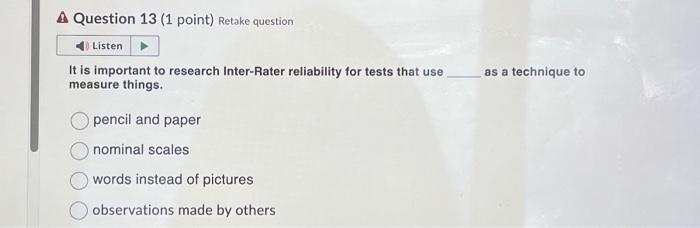 Solved It is important to research Inter-Rater reliability | Chegg.com