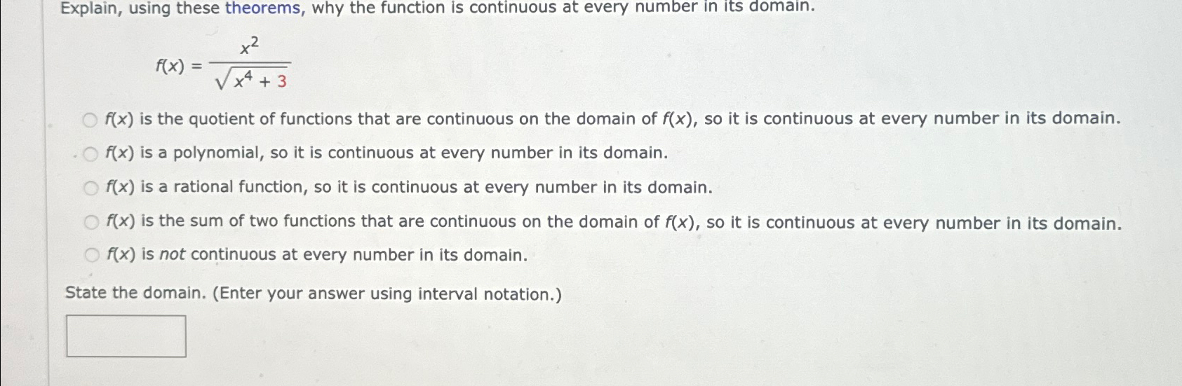 Solved Explain, using these theorems, why the function is | Chegg.com