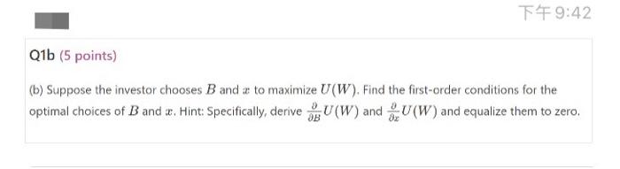 Solved Q1b (5 points) (b) Suppose the investor chooses B and | Chegg.com