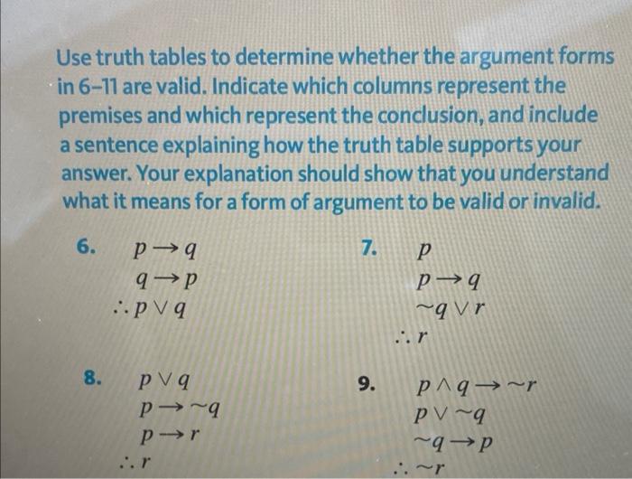 Solved Use truth tables to determine whether the argument | Chegg.com