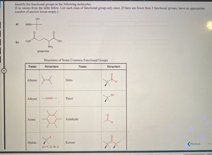 Solved Identify the functional groups in the following | Chegg.com