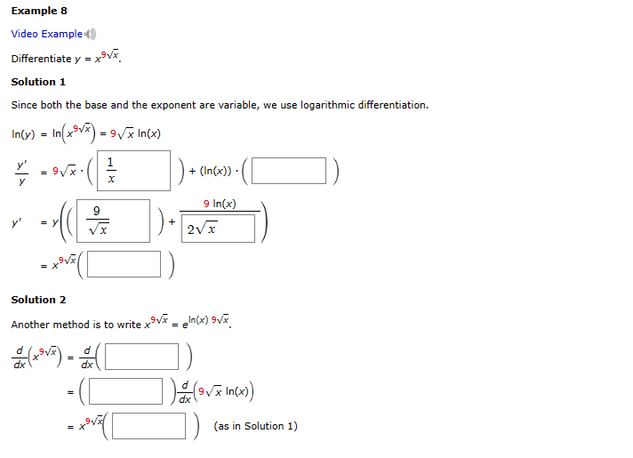Solved Example 8Video ExampleDifferentiate y=x9x2.Solution | Chegg.com