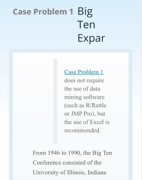 Case Problem 1 does not require the use of data | Chegg.com