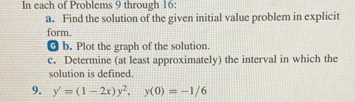 Solved In each of Problems 9 through 16: a. Find the | Chegg.com