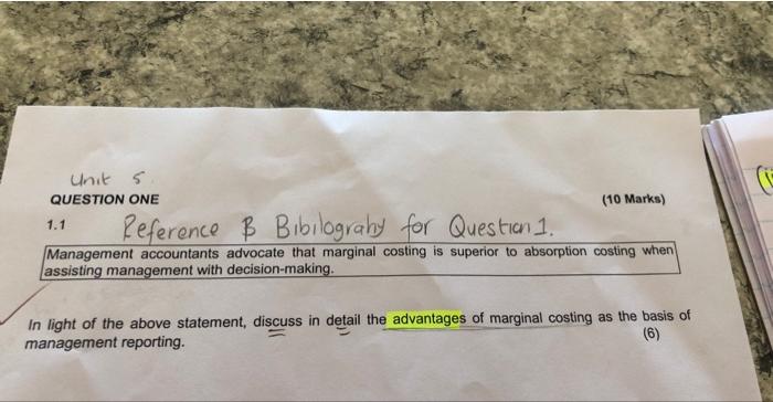 Solved Unit 5 QUESTION ONE (10 Marks) 1.1 Reference B | Chegg.com