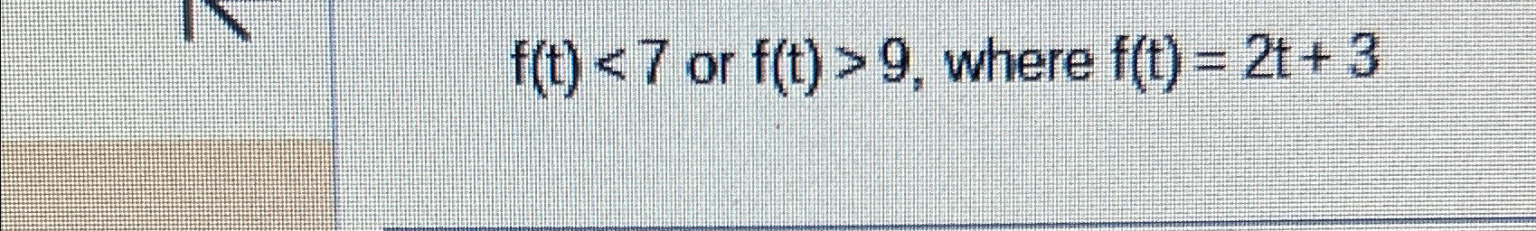 Solved f(t) 9, ﻿where f(t)=2t+3Set builder | Chegg.com