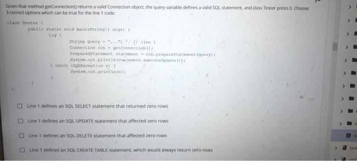 Solved Given that method getConnection) returns a valid | Chegg.com