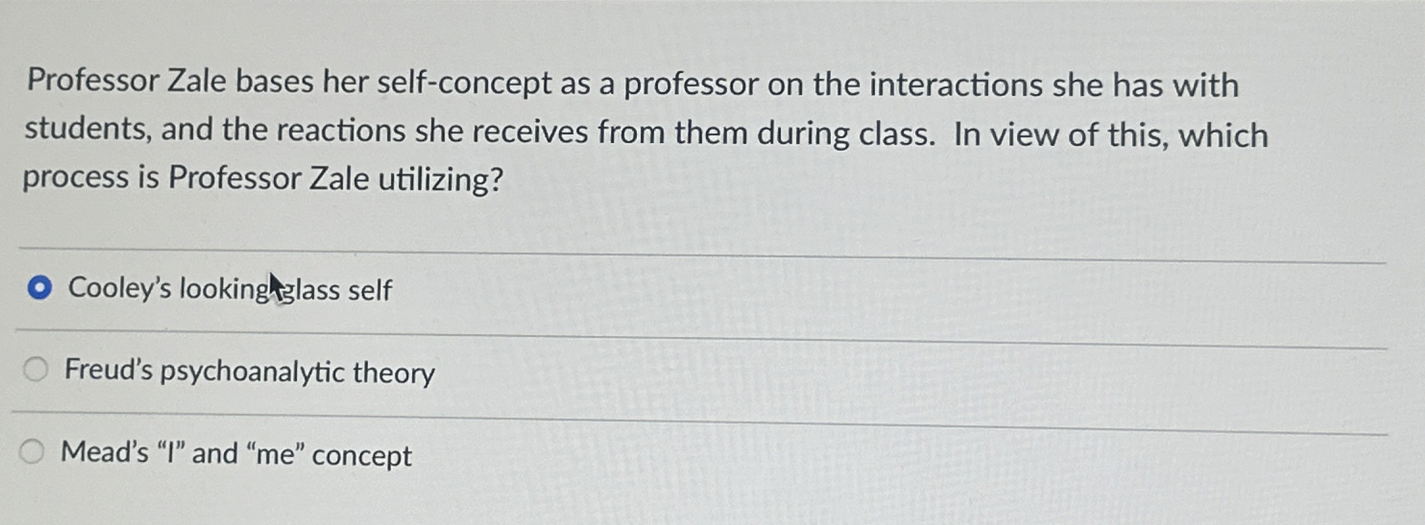 Solved Professor Zale bases her self-concept as a professor | Chegg.com