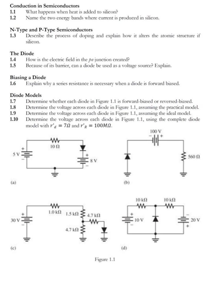 Solved Conduction in Semiconductors 1.1 What happens when | Chegg.com