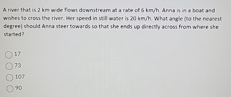Solved A river that is 2km ﻿wide flows downstream at a rate | Chegg.com