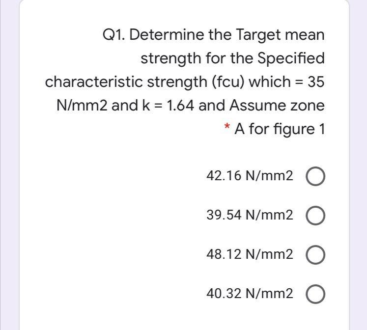 Solved Q1. Determine the Target mean strength for the | Chegg.com