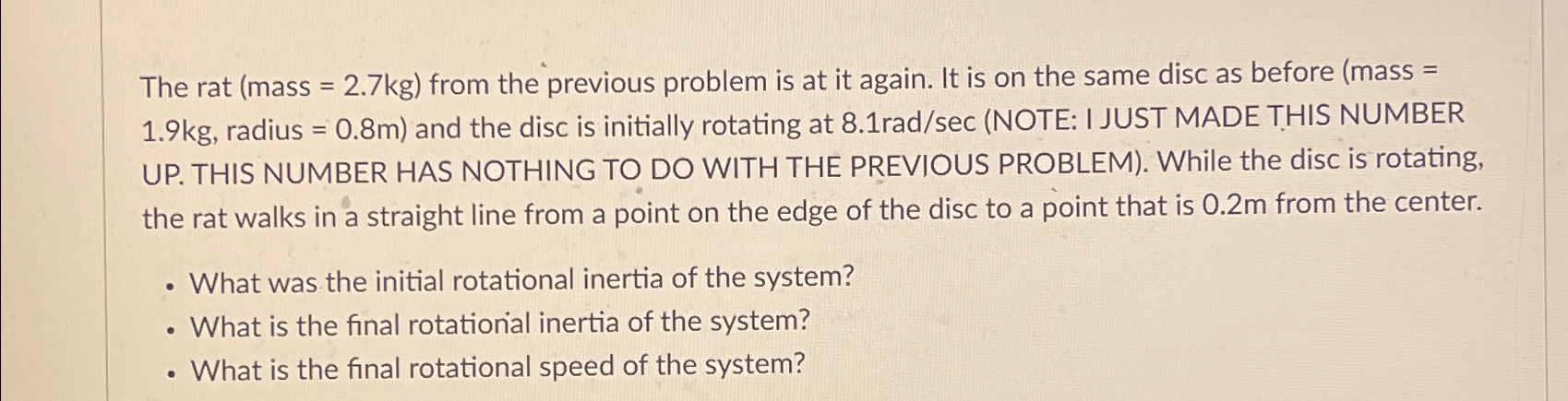 Solved The rat (mass =2.7kg ) ﻿from the previous problem is | Chegg.com