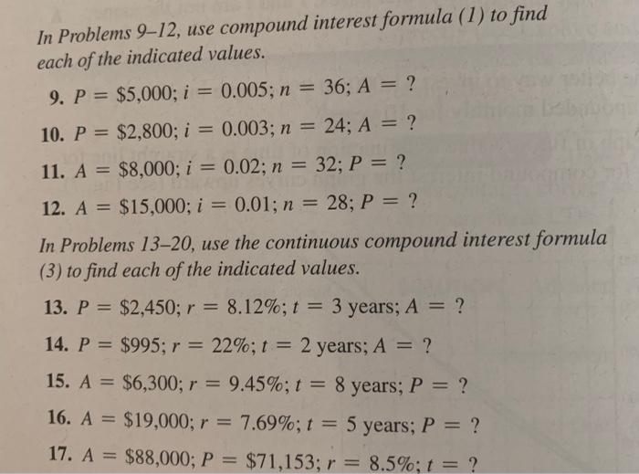 Solved In Problems 9-12, use compound interest formula (1) | Chegg.com