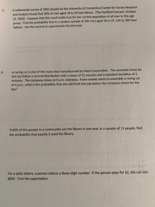 Solved 7. A nationwide survey of 1001 people by the | Chegg.com