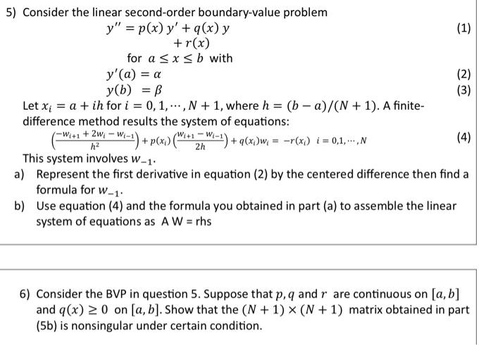 Solved 5) Consider the linear second-order boundary-value | Chegg.com