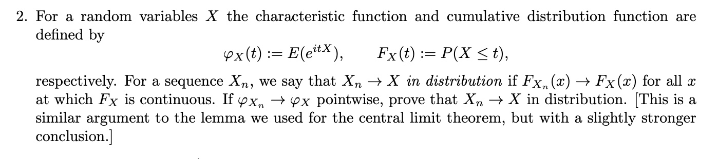 Solved For a random variables x ﻿the characteristic function | Chegg.com